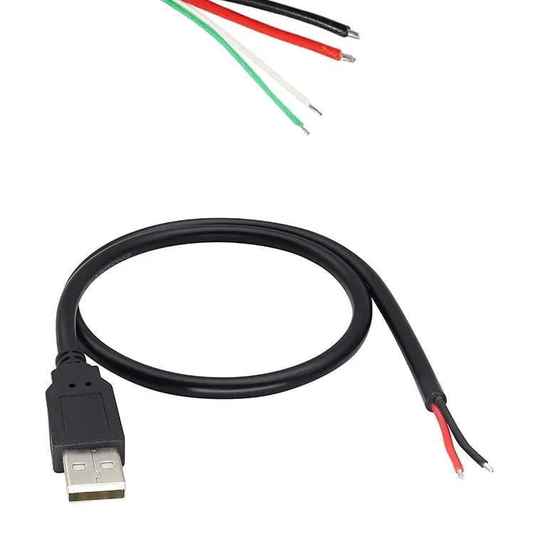 5V USB to Open Stripped Tinned Bare Wires End Pigtail Cable