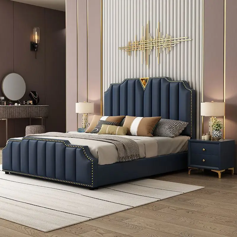 Nordic Light Luxury Style Upholstered Bed Italian Master Bedroom High ...