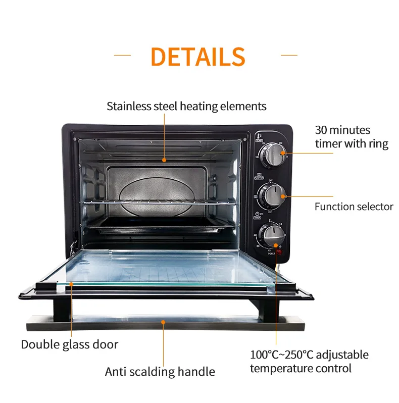28L Portable Table Benchtop Home Baking Pizza Oven Stove with 2 ...