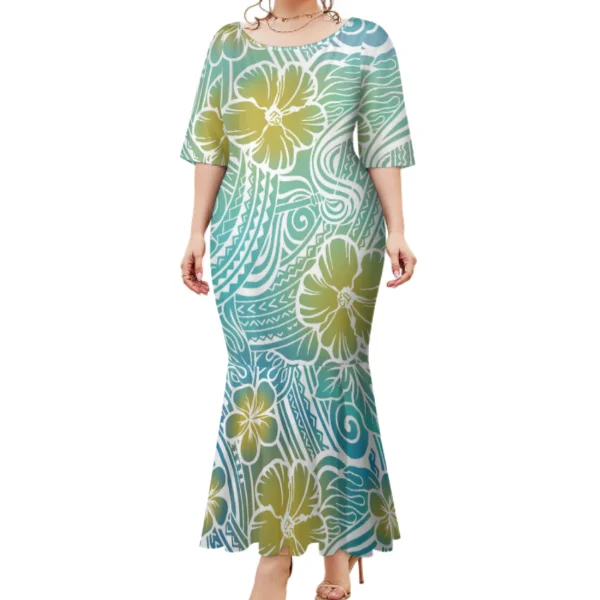 Factory Price Custom Long Fishtail Dress Polynesian Samoan Tribal ...