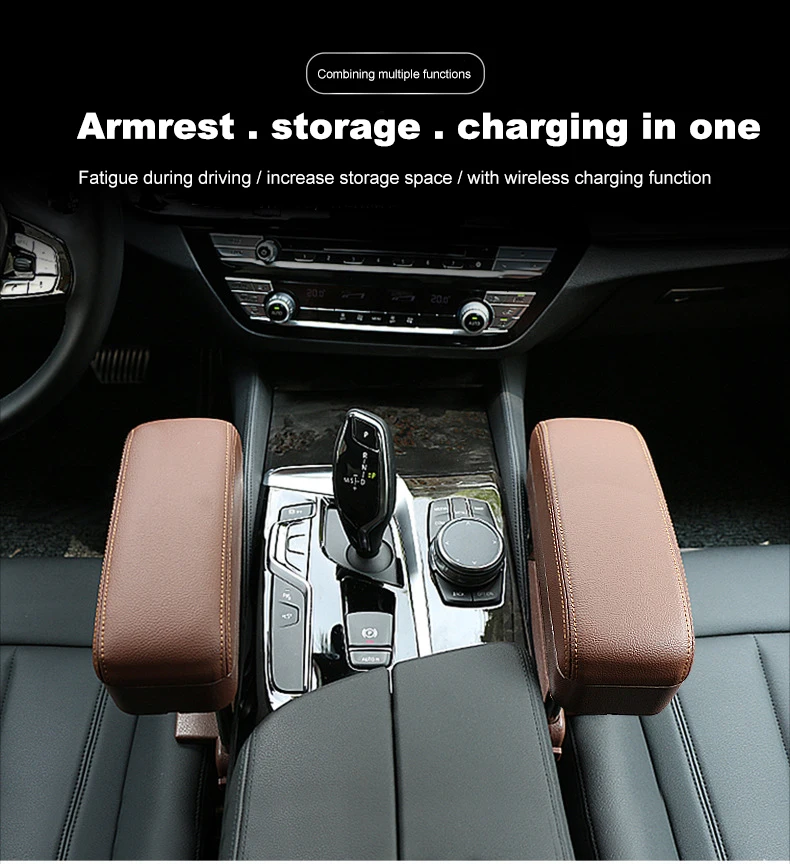 Car Center Console Organizer Armrest Storage Box Holder Container Black ...