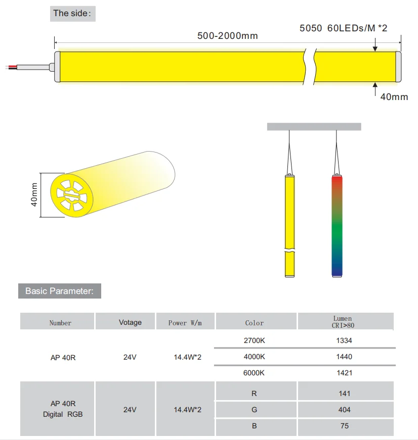 Wholesale New Arrival 360 Degree 40MM Round Custom Tube Rgb Dream ...