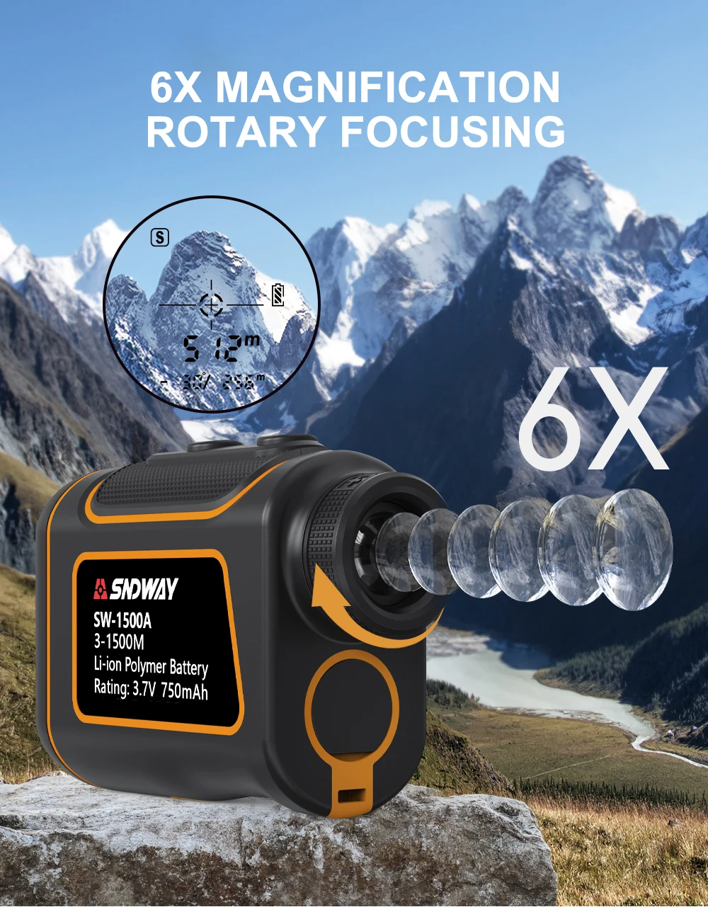 Sndway 1500m Telescope Golf Laser Distance Meter Rangefinder Hunting ...
