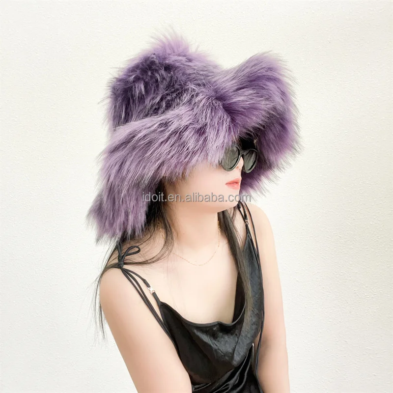IDOIT Winter Latest Fashion Designer Fluffy Faux Fur Bucket Hats Y2K ...