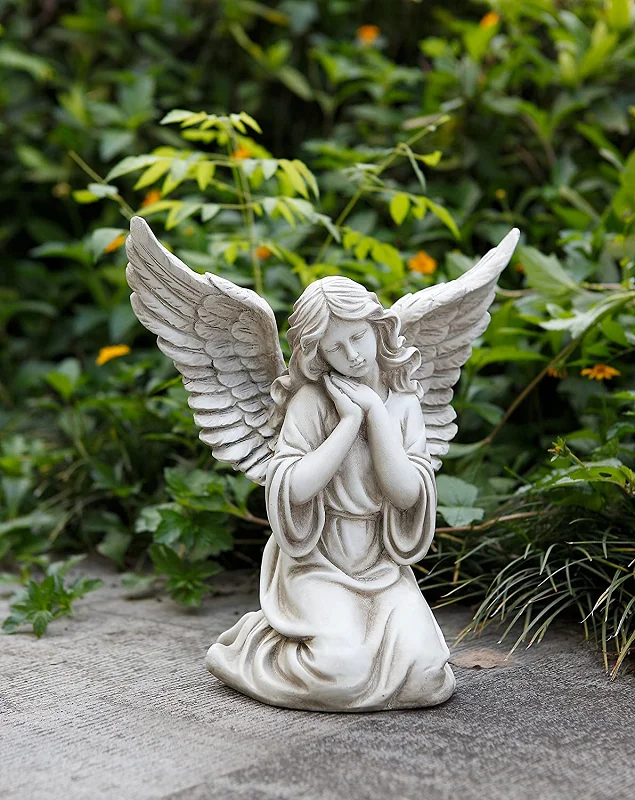 Hand Painted Kneeling Angel Garden Statue - Angel Arrodillado