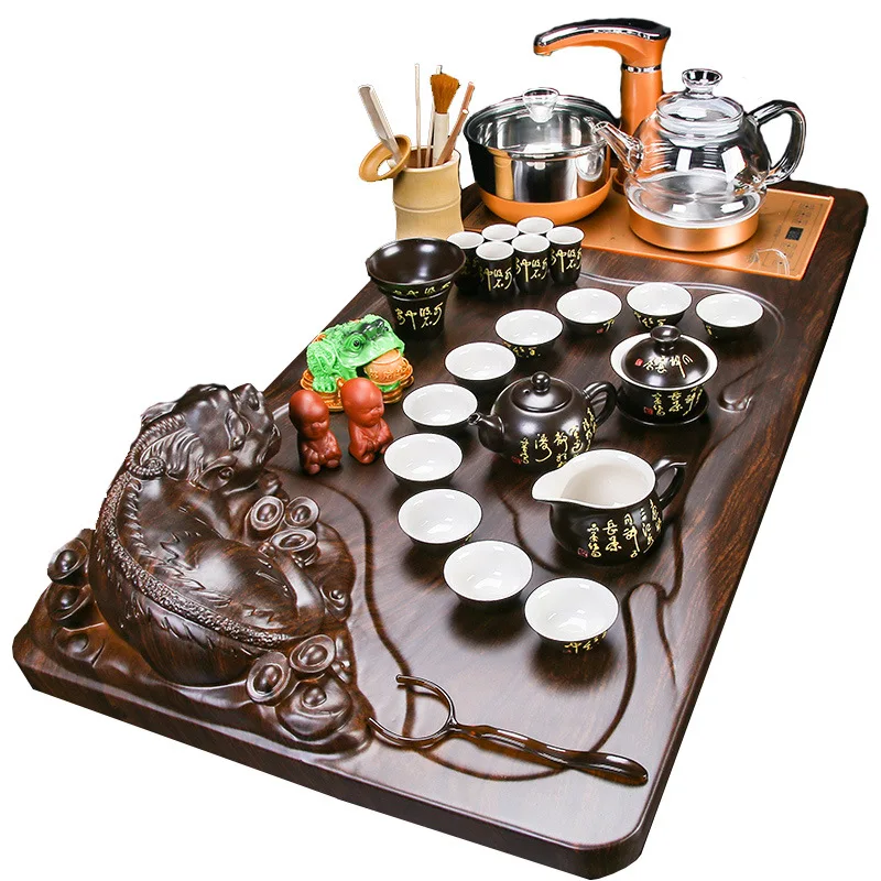 Chinese Ceramic Wooden Tea Set - Perfect for Home & Office