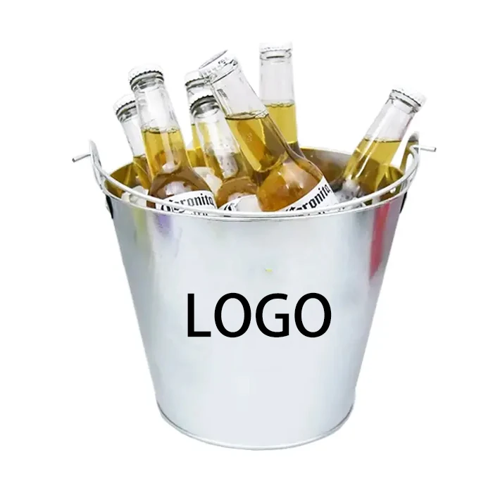 Custom Logo Beer Cooler Party - Galvanized Steel Ice Bucket