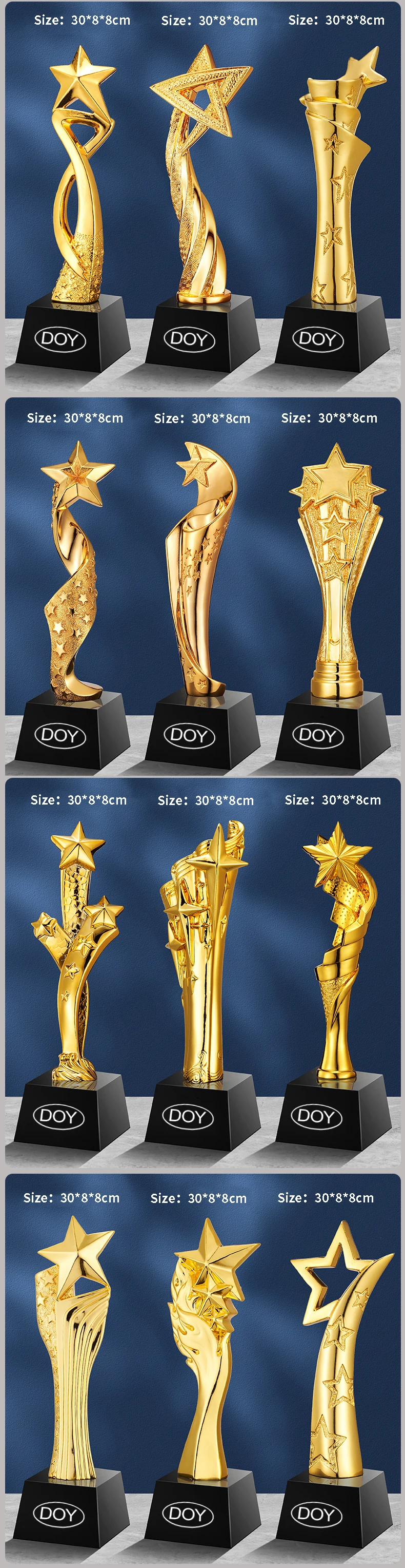 Wholesale Custom Logo Creative Resin Gold Plated Trophy