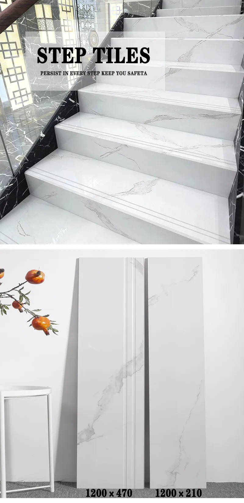 Marble Look Porcelain Stairs Design Tiles for Flooring