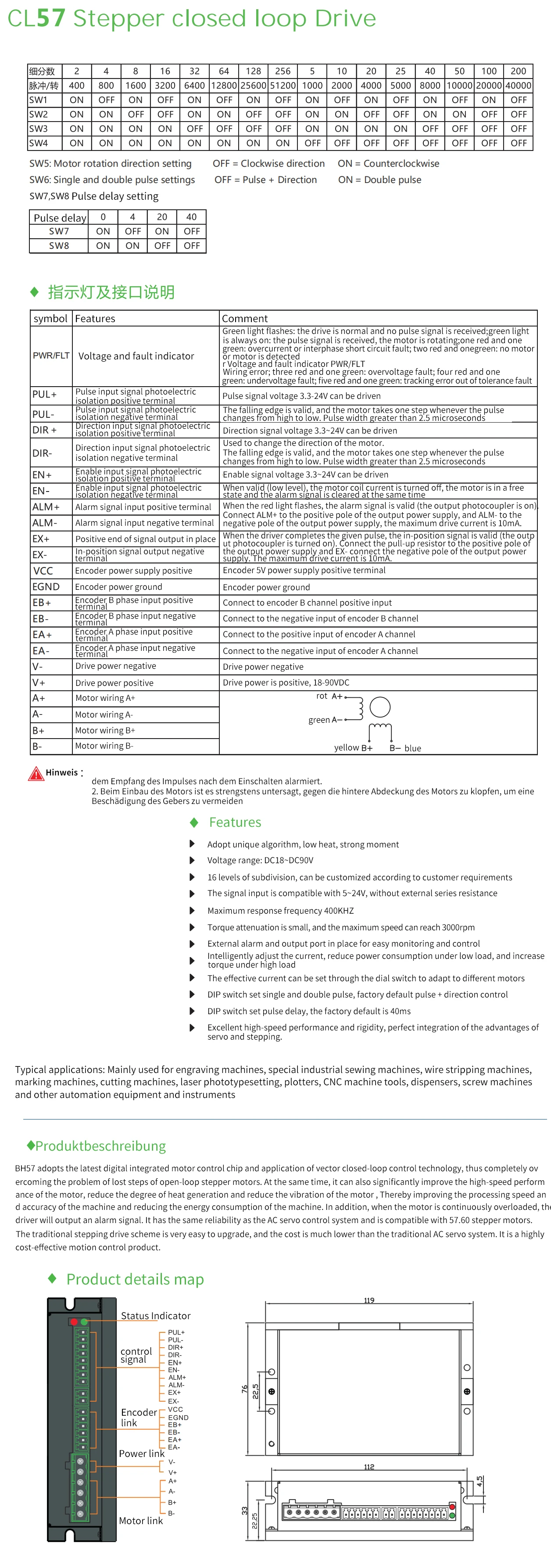 Nema 모터 하이브리드 서보 57 폐쇄 루프 18-9V 스테핑 모터 드라이버 CL57 인코더 피드백 3D 프린터 모니터 장비용 ...