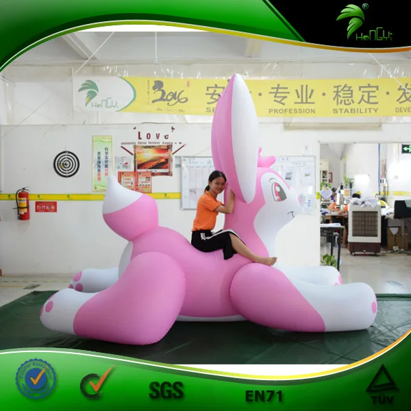 Ride on Inflatable Custom Pink Rabbit Balloon Bouncy Inflatable Toy ...