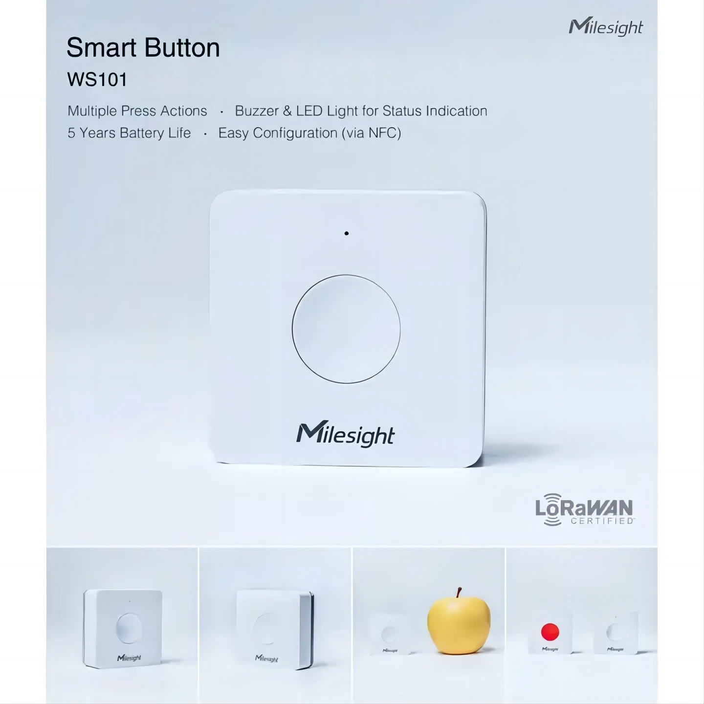 Milesight WS101 Lorawan Smart SOS Button for Wireless Controls