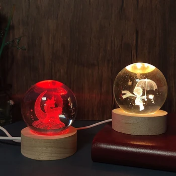 3d Art Crystal Ball Night Lamp Luminous Crystal Ball Decoration Solar ...