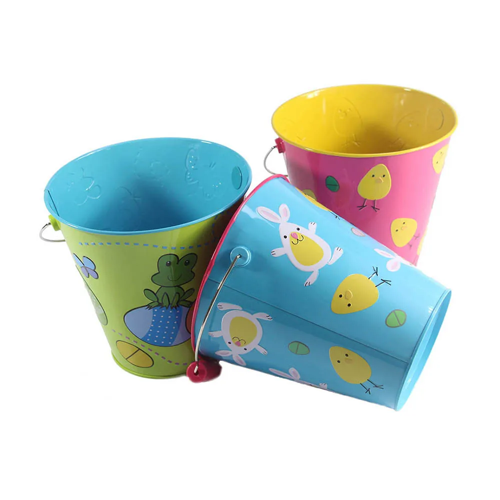 Easter Metal Tin Candy Gift Bucket Plant Flower Pot Bucket for Kids ...
