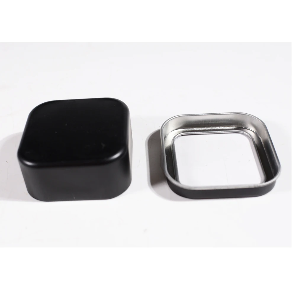 Custom Printed Square Small Black Metal Tin Box Portable Storage ...