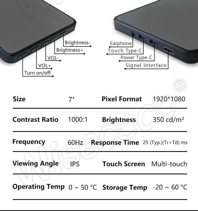 7 Inch LCD Screen - 1080P FHD IPS Touch Monitor for Gaming