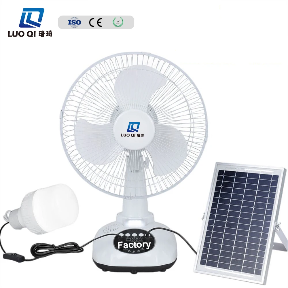 High Quality 12 Inches Table Solar Fan With Solar Panel Rechargeable ...