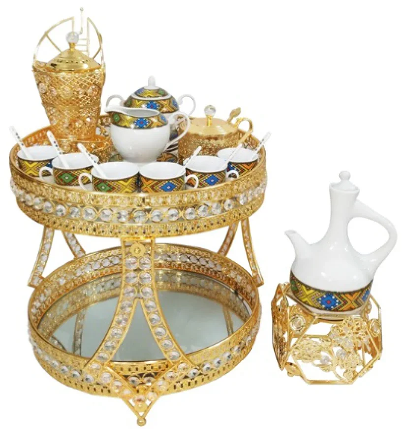 Traditional Ethiopian Eritrean Metal Rekebot Habesha Coffee Table Set ...