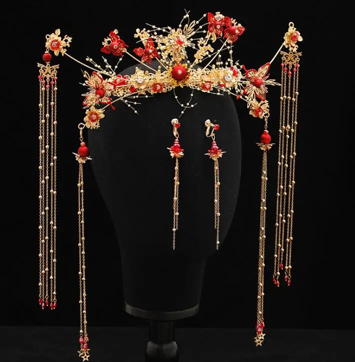 Chinese Classical Step Shake Fringe Fengguan Wedding Flower Crystal ...