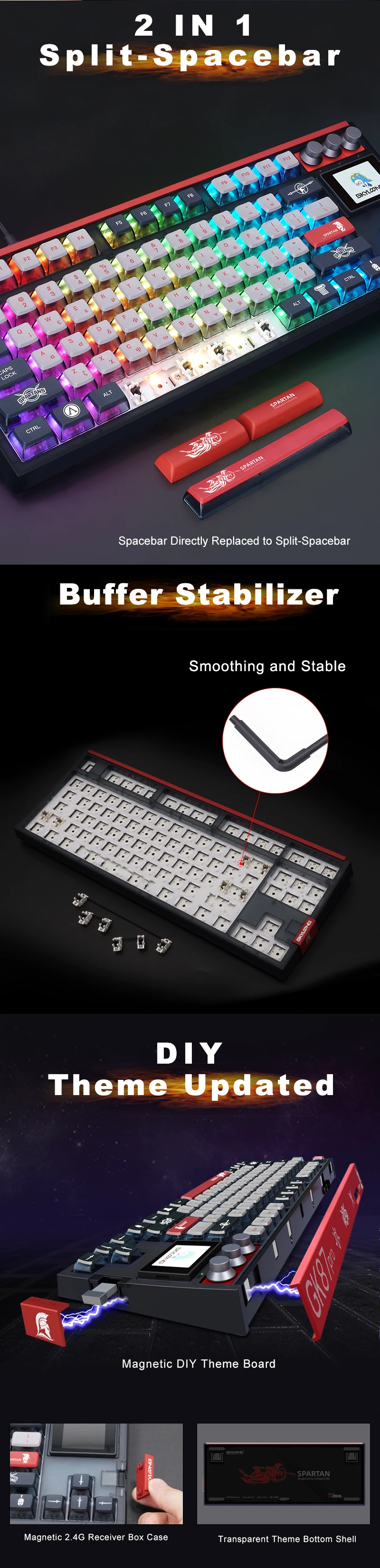 Skyloong GK87 Pro Tkl Hotswappable Mechanical Keyboard Linear Tactile ...