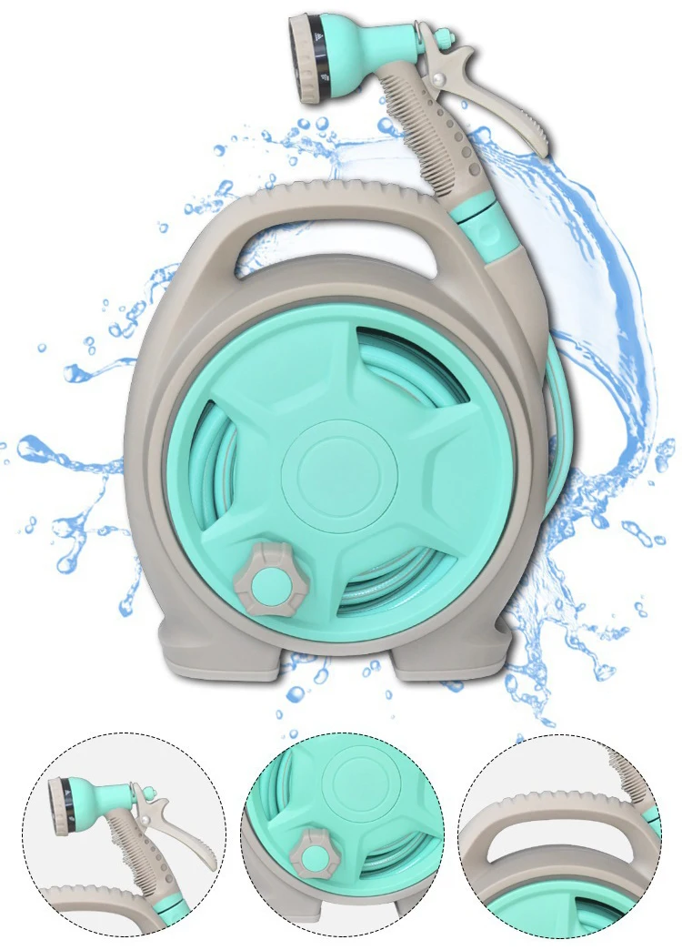 Mini Portable Garden Hose Reel Cart with Water Spray Gun