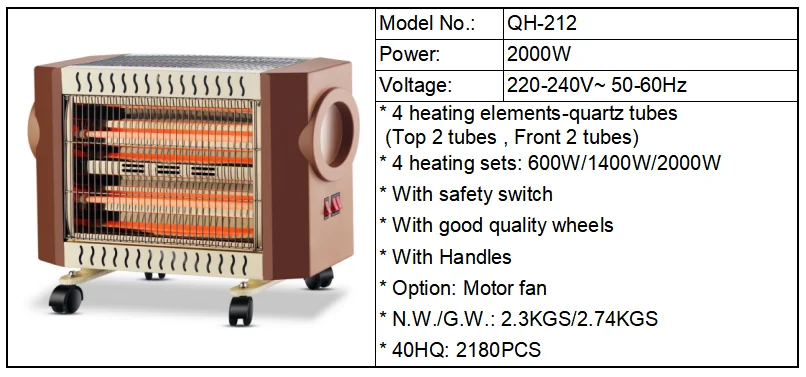 NEWAL Heater - 2000 Watts Electric Infrared Quartz Heater