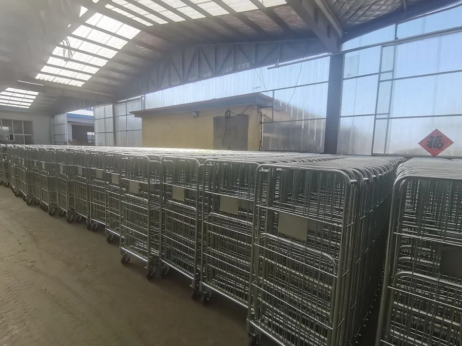 Three Sided Metal Roll Cage Industrial Usage Cage Trolley Folding Roll ...