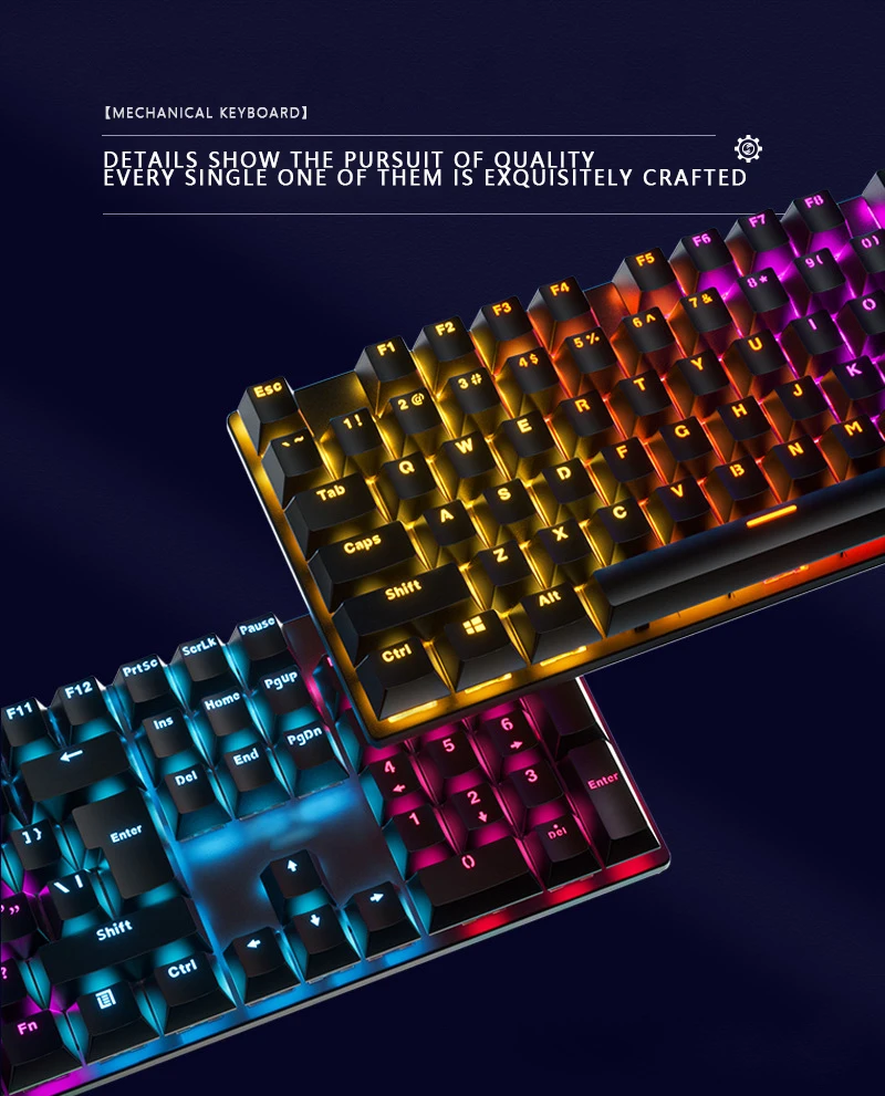 104 Keys RGB Keycaps - Gaming Office Keyboard OEM