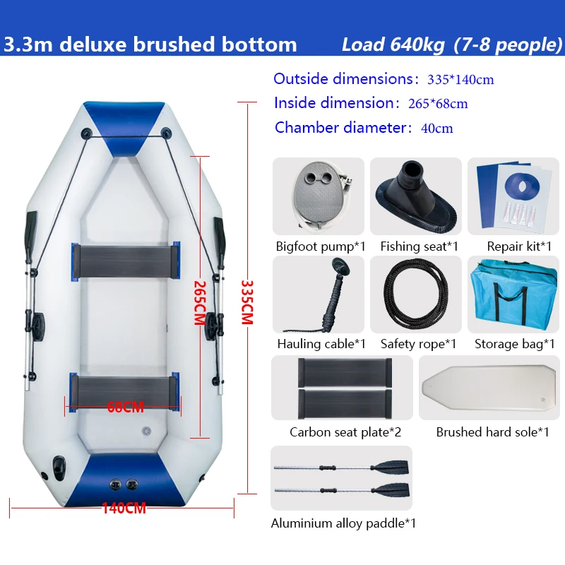 3.3m Deluxe Brushed Bottom Inflatable Kayak Ocean River Lake Inflatable ...