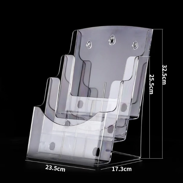 Custom Clear Acrylic 3 Tier Brochure Holder with Dividers Pamphlet Maps ...