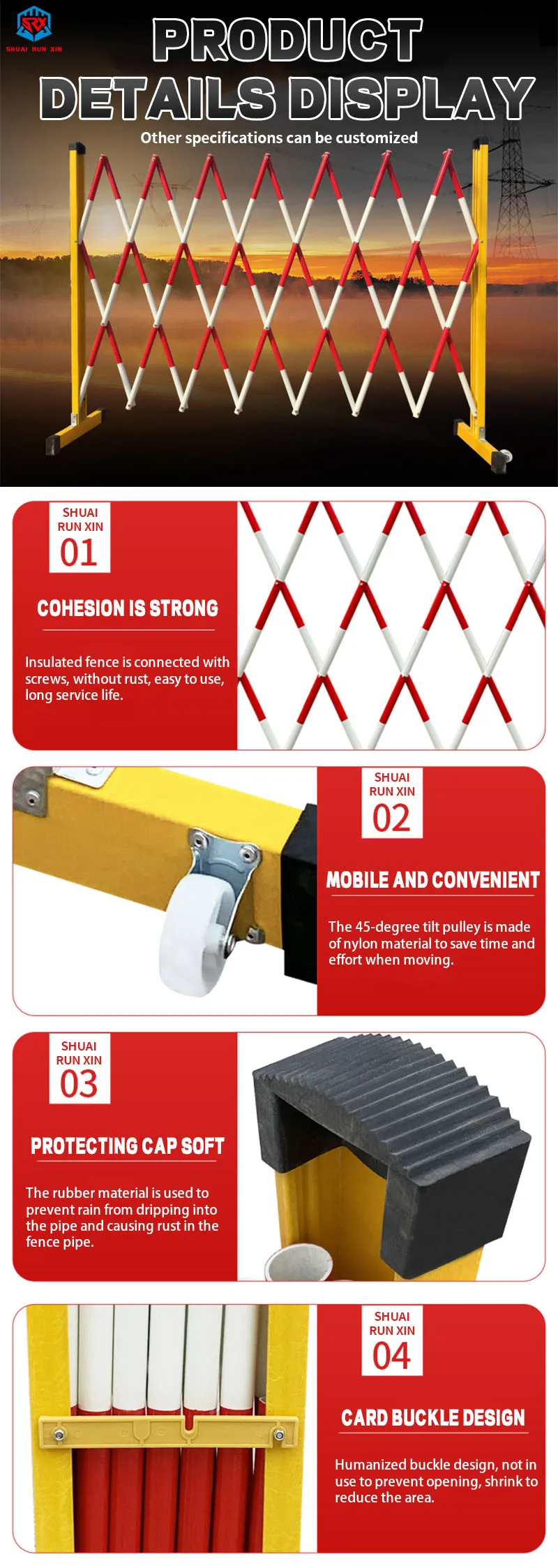 Portable Extended Plastic Mobile Traffic Barrier Retractable Safety ...
