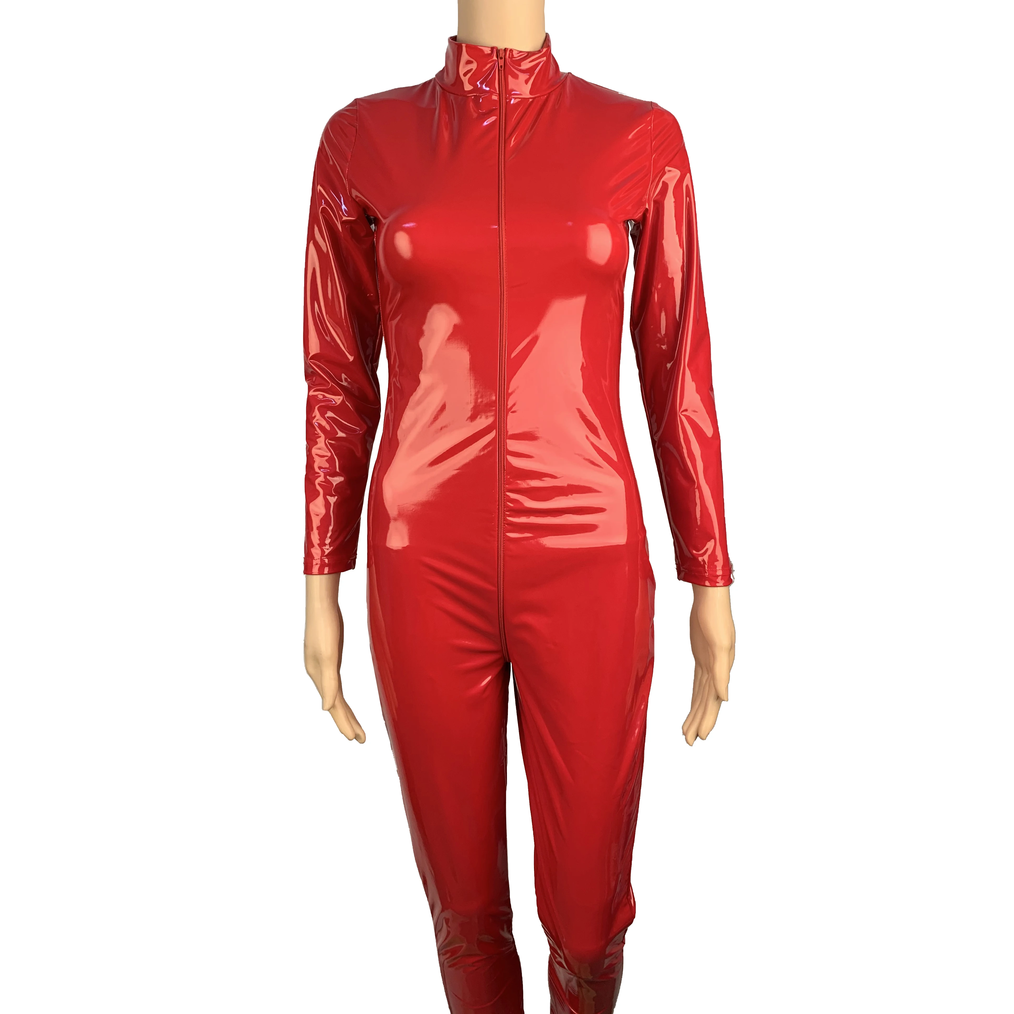 Black Wetlook Pvc Bodysuit Sexy Bodycon Erotic Open Crotch Clubwear ...