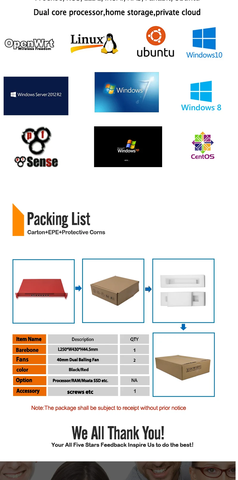 Enterprise Rack 1U Soft Router/firewall/voip/network Security