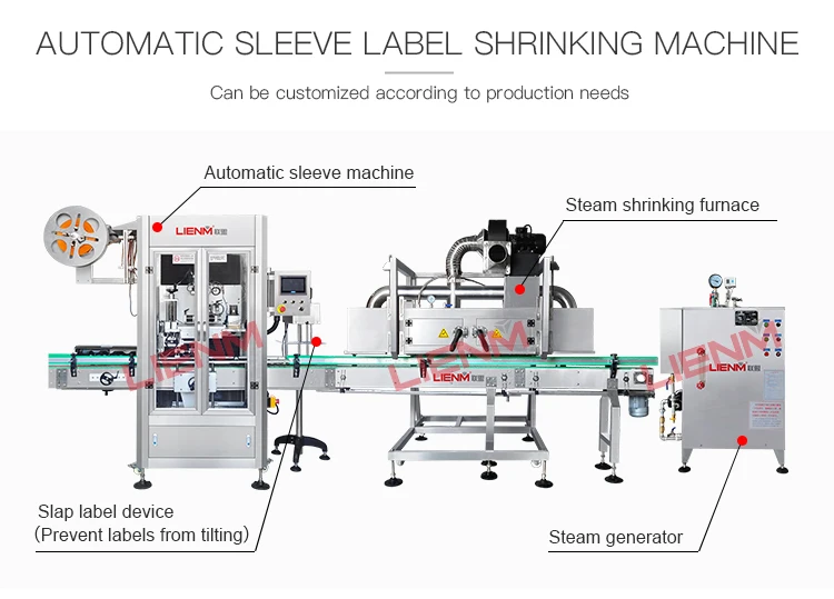 Lienm Automatic Shrink Label Sleeve Machine With Hot Steam Shrinking ...