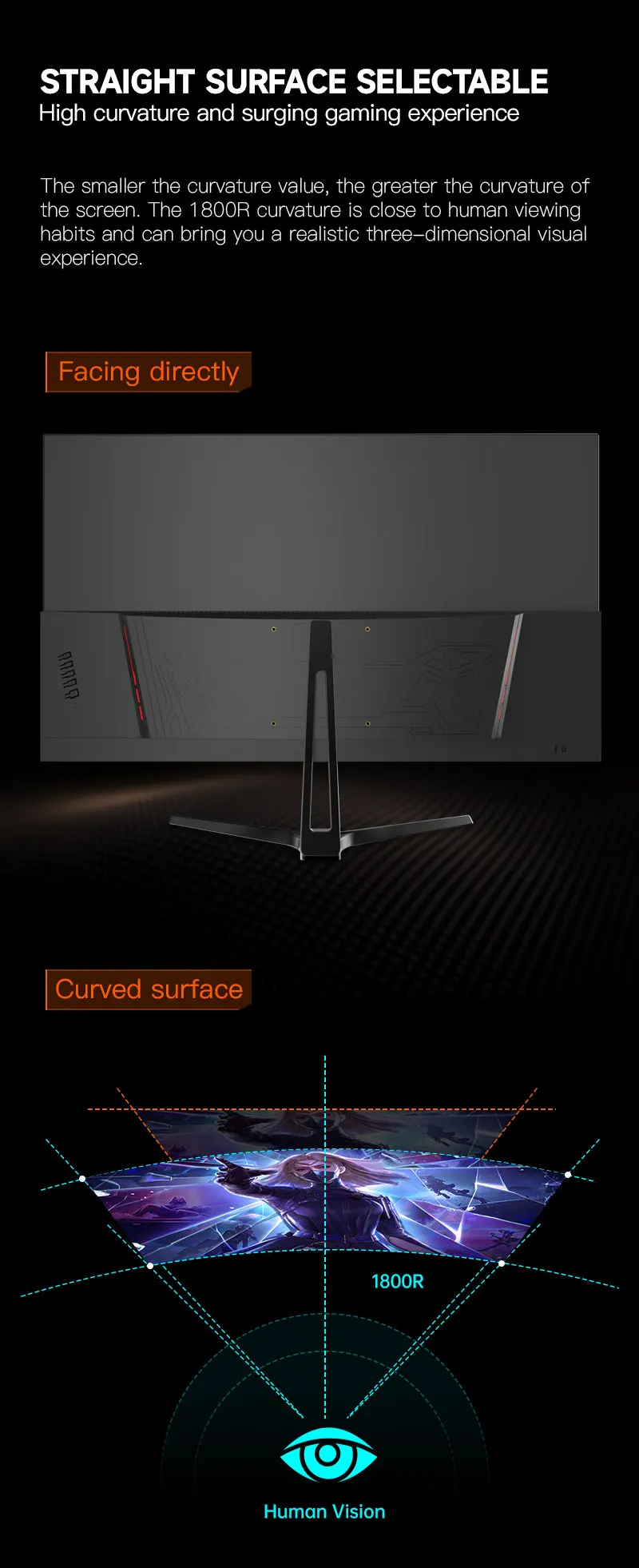 27\" Ultrawide 1440p 75Hz Curved Gamer Monitor 1ms 99%sRGB VA Panel ...