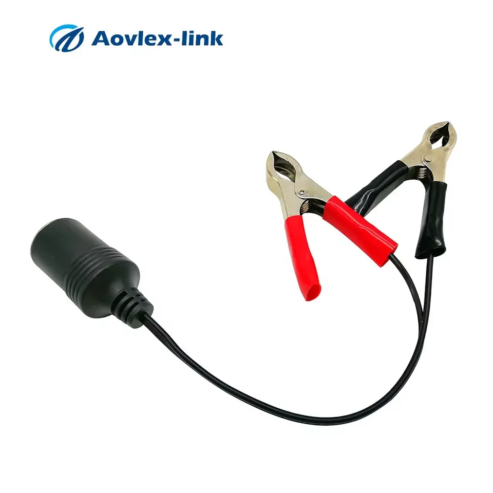 Car Battery Alligator Clips 12v Dc Cigarette Lighter Socket Adapter ...