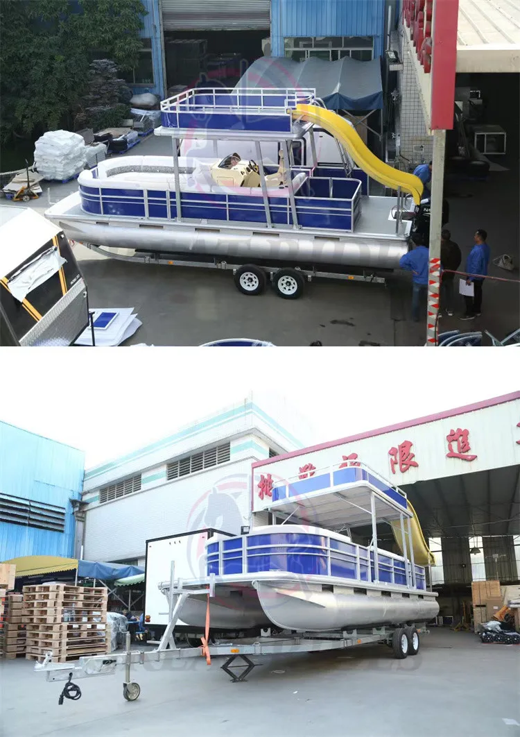30ft Luxury Double Deck Pontoon Boat - Aluminum Frame Yacht