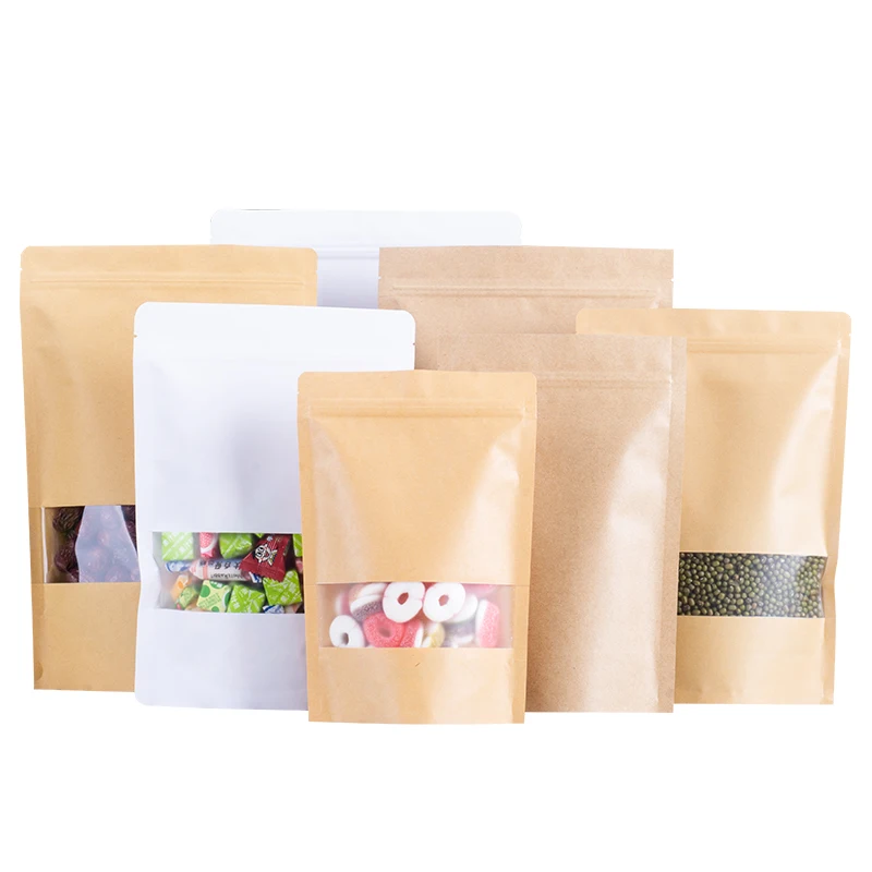 Small Back Seal Bag Kraft Paper Bags With Window Food Packaging Bag ...