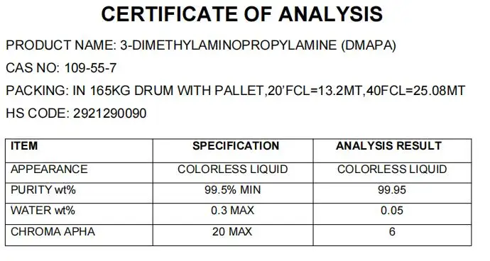 3-DIMETHYLAMINOPROPYLAMINE / DMAPA for CAB Cas 109-55-7| Alibaba.com