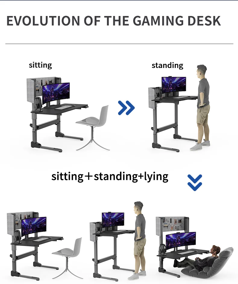 Lying Down To Play Game Desk Computer Gaming Table Adjustable Height ...