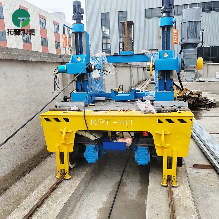 Steel Structure Factory Motorized Slab Transfer Trolley Dragged Cable ...