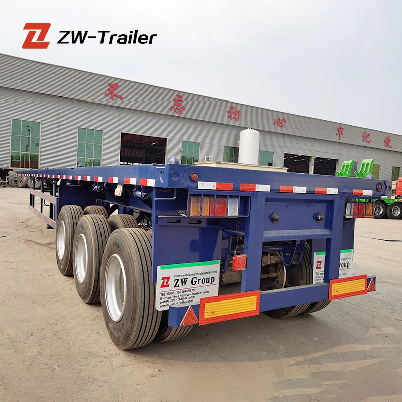 3 Axle 20ft 40ft Container Chassis Transport Flat Bed Flatbed Semi ...
