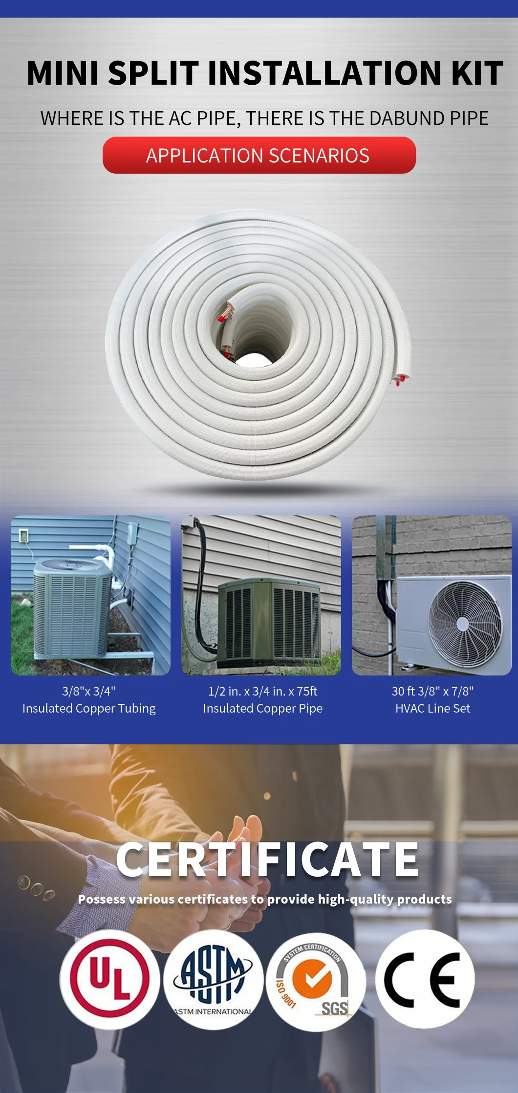 Hvac Mini Split Systems Air Conditioner Copper Line Set - Buy Insulated ...