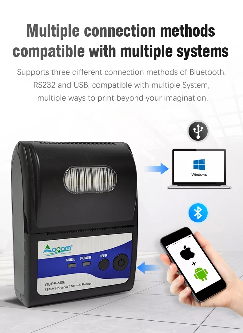 Cheap Price 12V Dc Bus Ticket Wireless Pocket 58MM Thermal Printer Mini ...