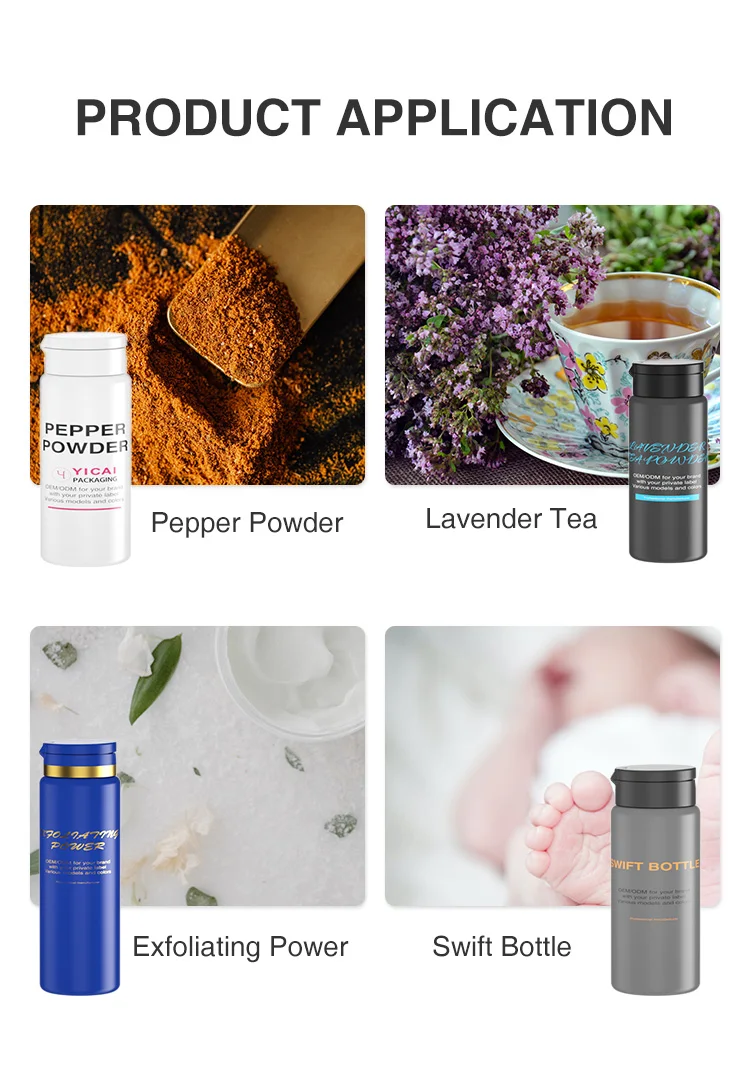 HDPE Material Plastic Hair Powder Shaker - 80g, 100g, 200g