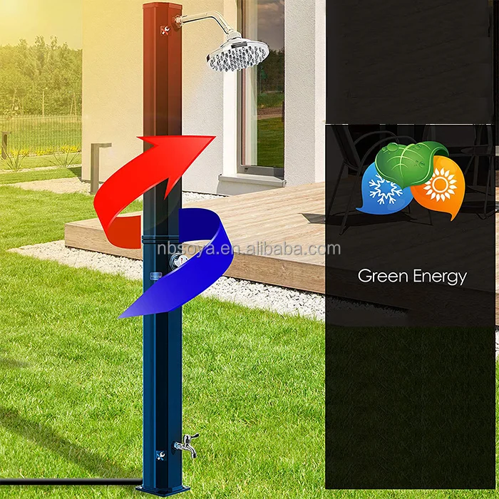 No Power Connection Tap Solar Heated Poolside Stand Hot Cold Rinse ...