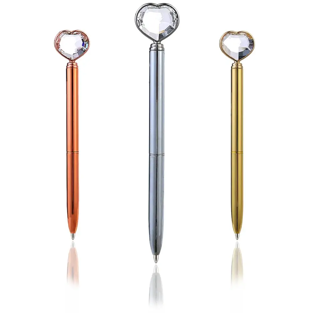 Newest Design Love Heart Shape Crystal Top Metal Pens Cute Crystal ...