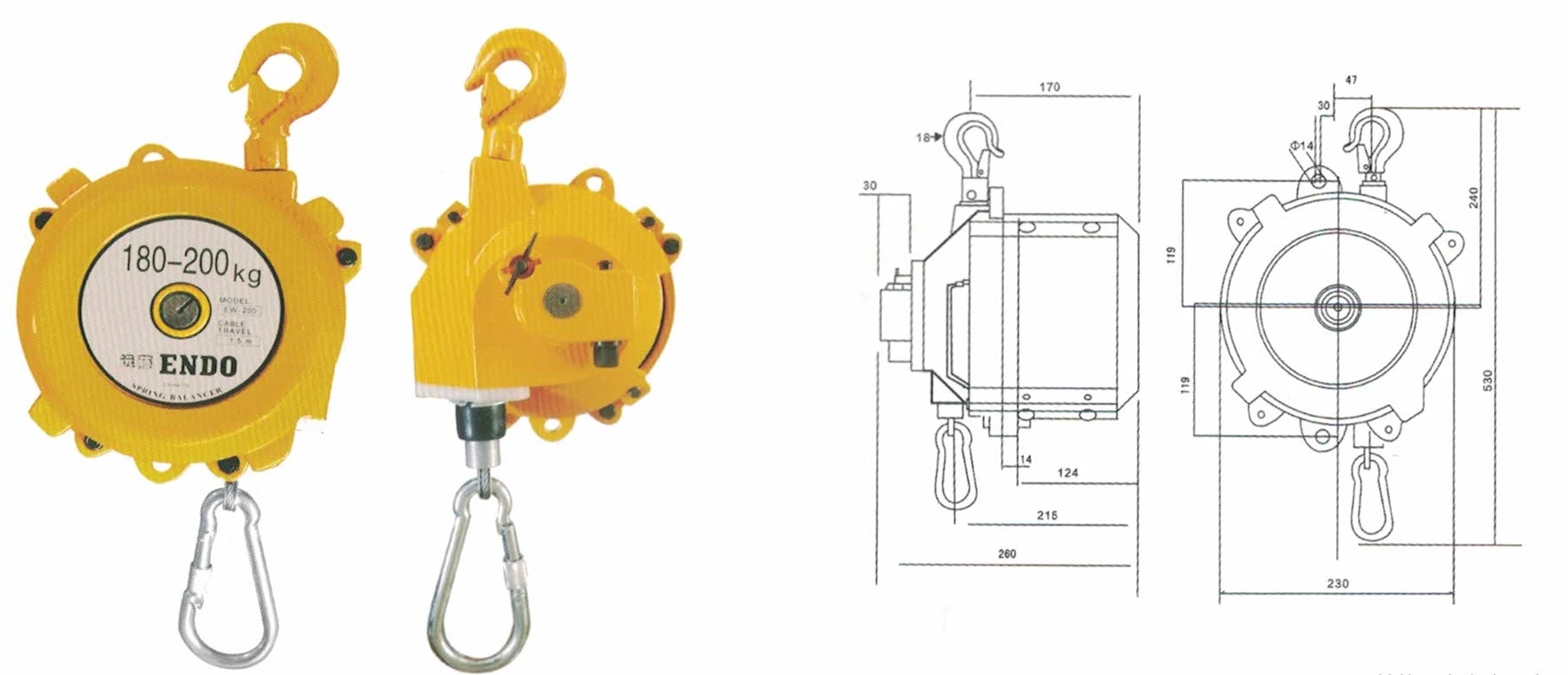 Spring Balancer 15kg - Self-Locking Manual Tension Balancer