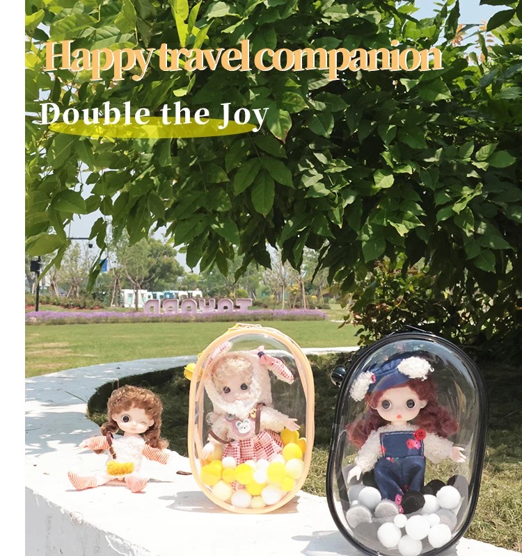 15cm 17cm Doll Bag - Clear Display Figure Bag with Keychain