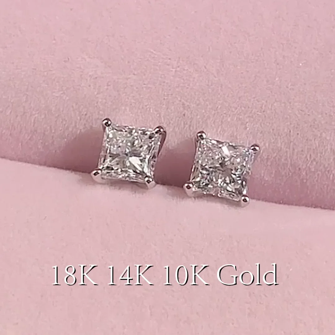 Messi Jewelry Mse-588 14k White Gold 1.0ct D Vvs2 Square Princess Cut ...